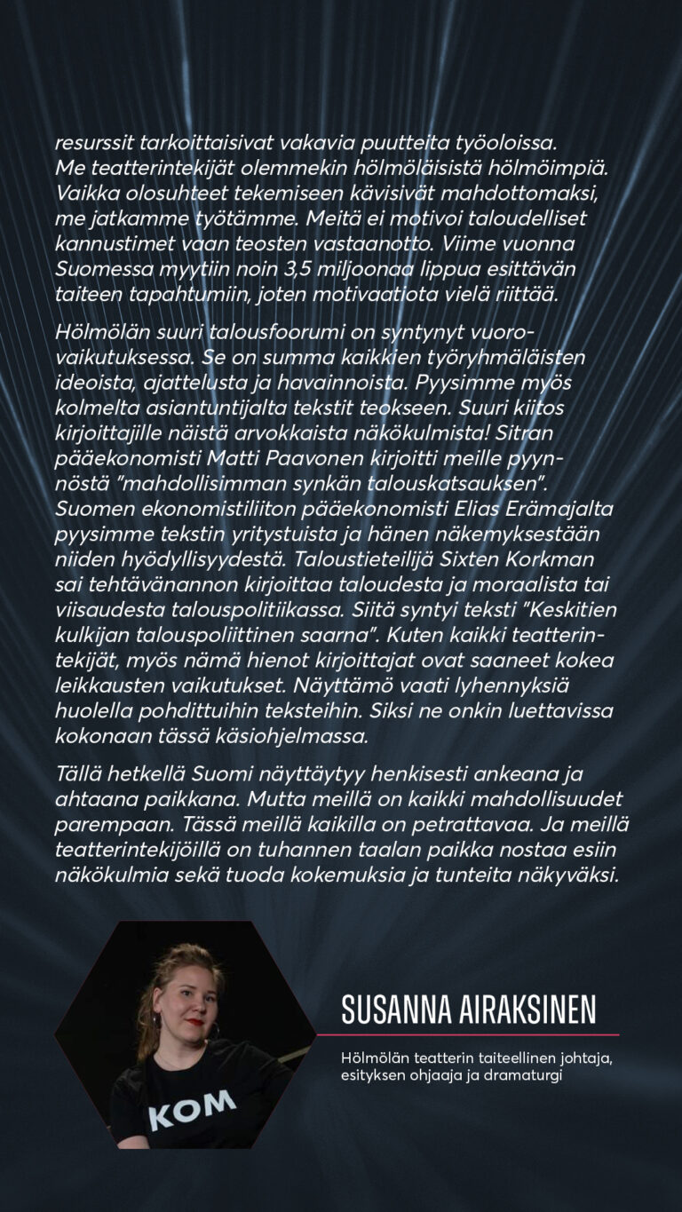 Hölmölä-esityksen käsiohjelma - KOM-teatteri